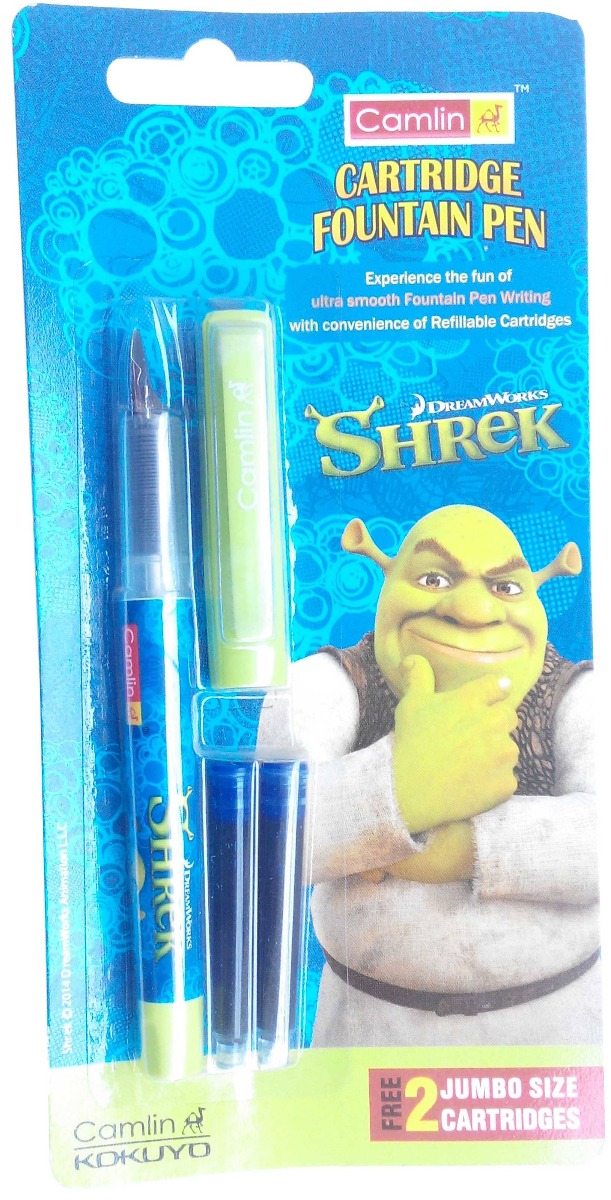 Camlin Model ; 11095 Shrek Blue Color Body Medium Nib Cartridge ...