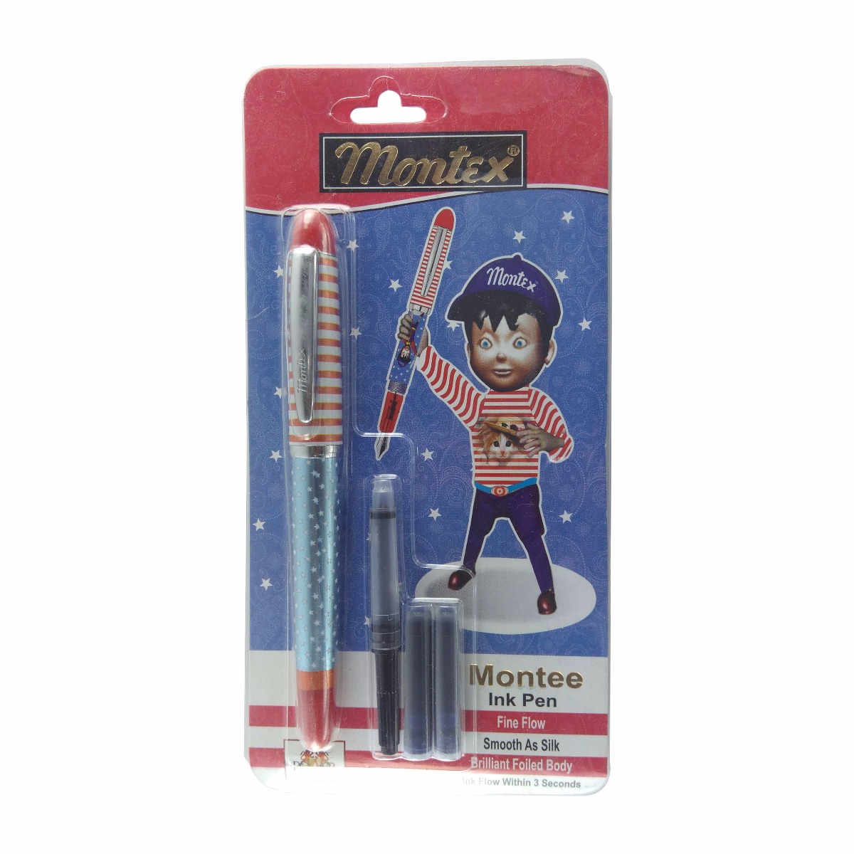 MONTEX MONTEE – BLUE COLOR BODY SILVER CLIP TYPE FOUNTAIN PEN MODEL: 13029