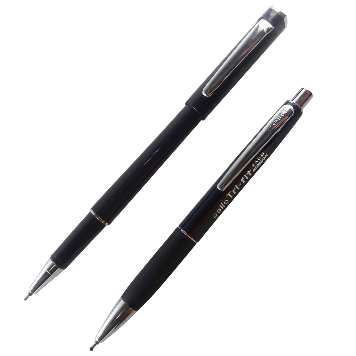 Cello Tri Fit - Black Color Body With Rubber Grip & Roller Ball Pen ...