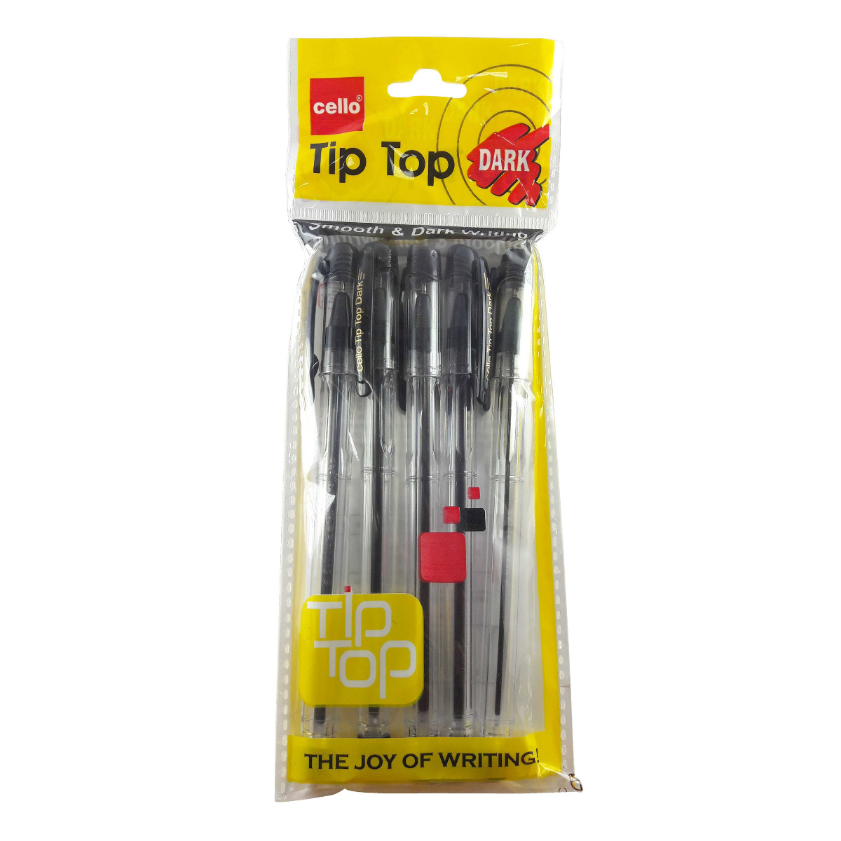 Cello Tip Top – Pack 5 Piece Black Color Writing Transparent Body Cap ...