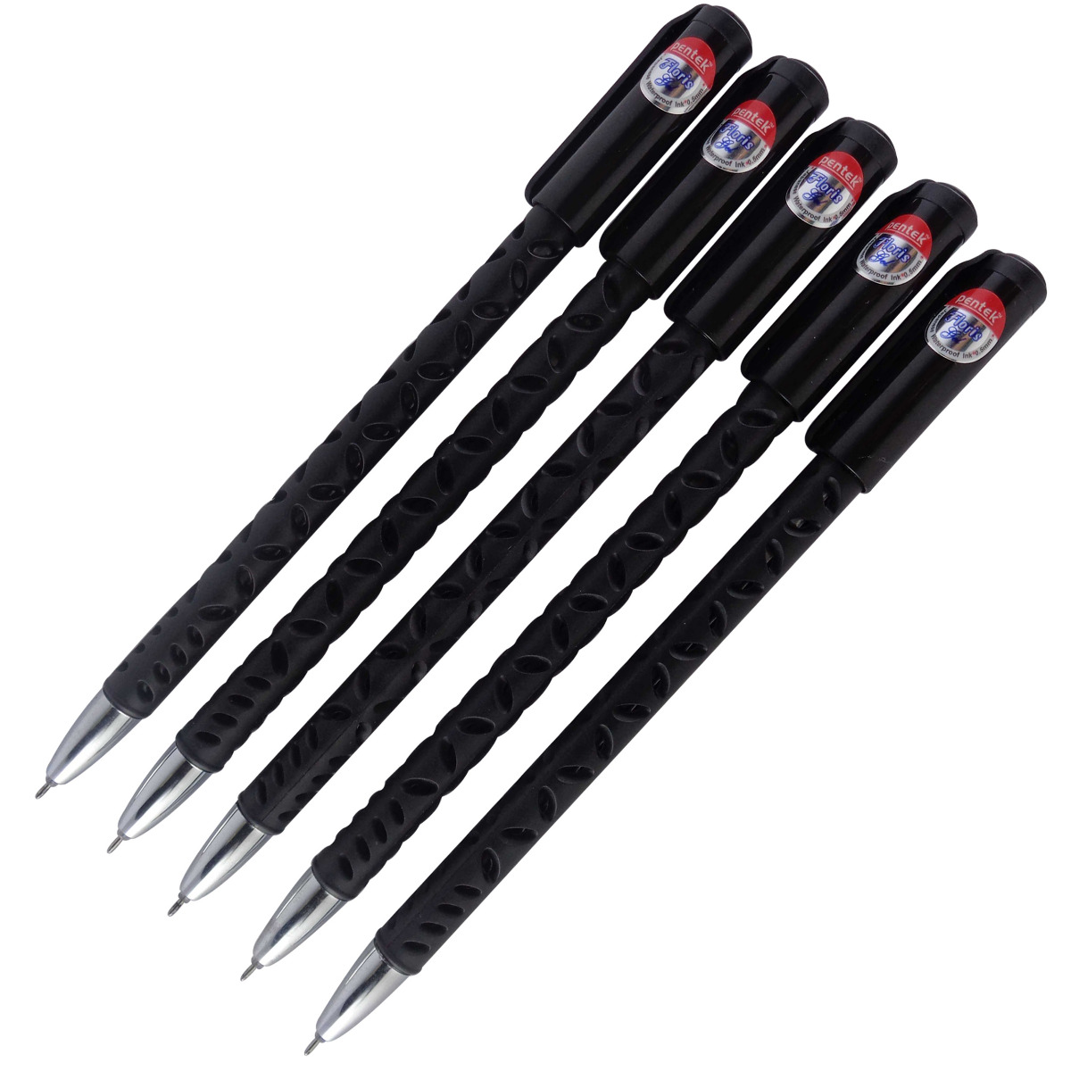 Pentex Floris - Pack 5 Piece Full Black Color Body Design Gel Pen Model ...