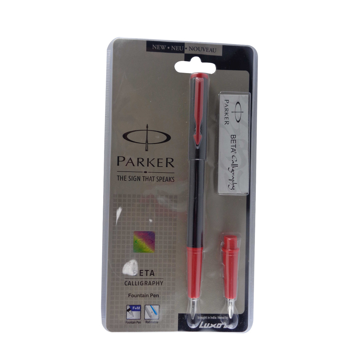 Parker Beta calligraphy black body with red color clip cap type fine ...
