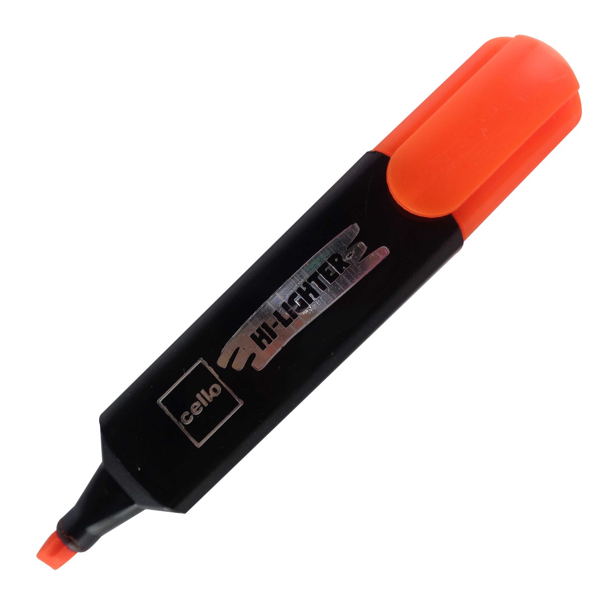 Cello Model: 15044 Black color body with Orange ink Bold tip Hi-lighter