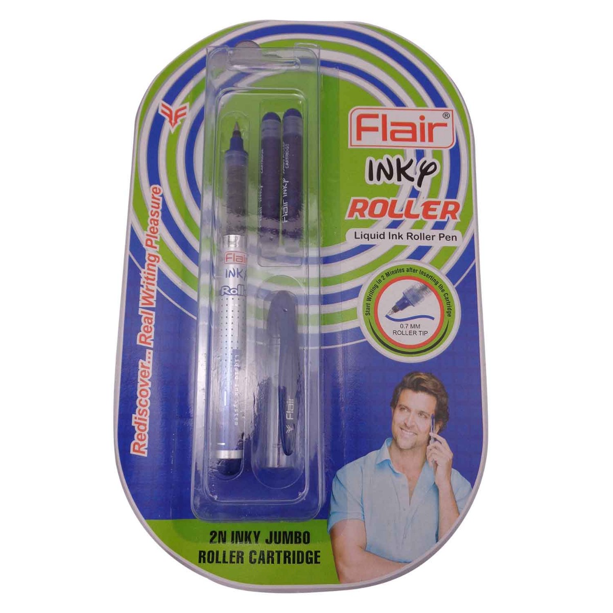 Flair Inky Roller 0.7mm Model:15791 Blue With Silver Body With Cap Type ...