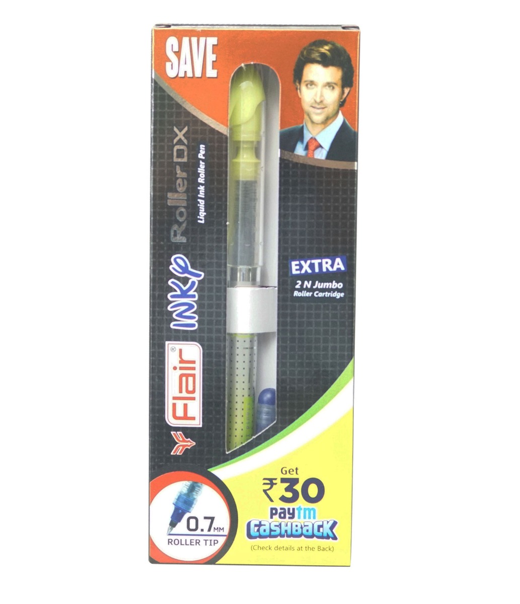 Flair Inky Roller DX Model:17129 Green Color Body With 2 Catridge ...