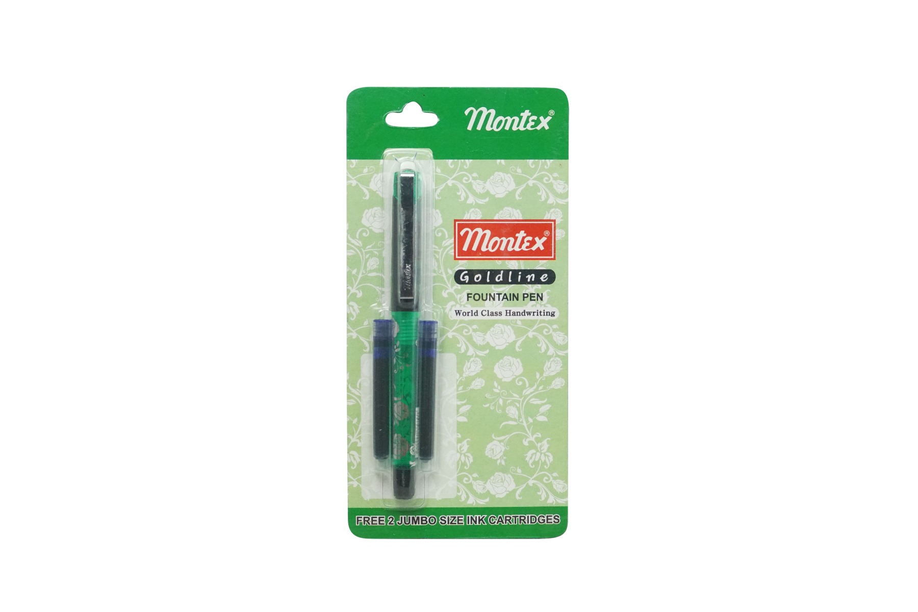 Montex Goldline Model:17226 Green Color Body With Black Cap With 2 Catridge Medium Nib Fountain Pen