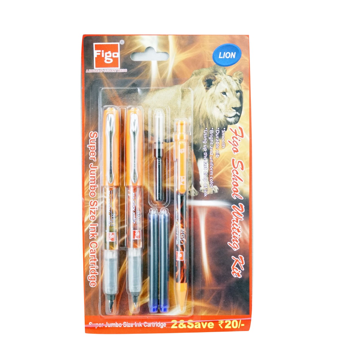 Figo Lion Model : 17472 Figo writing kit Orange Color Fountain Pen And ...