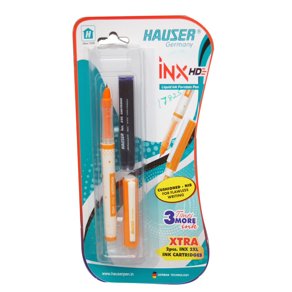 Hauser INX HD Model:17825 Orange Color Body Fine Nib With Two Cartridge