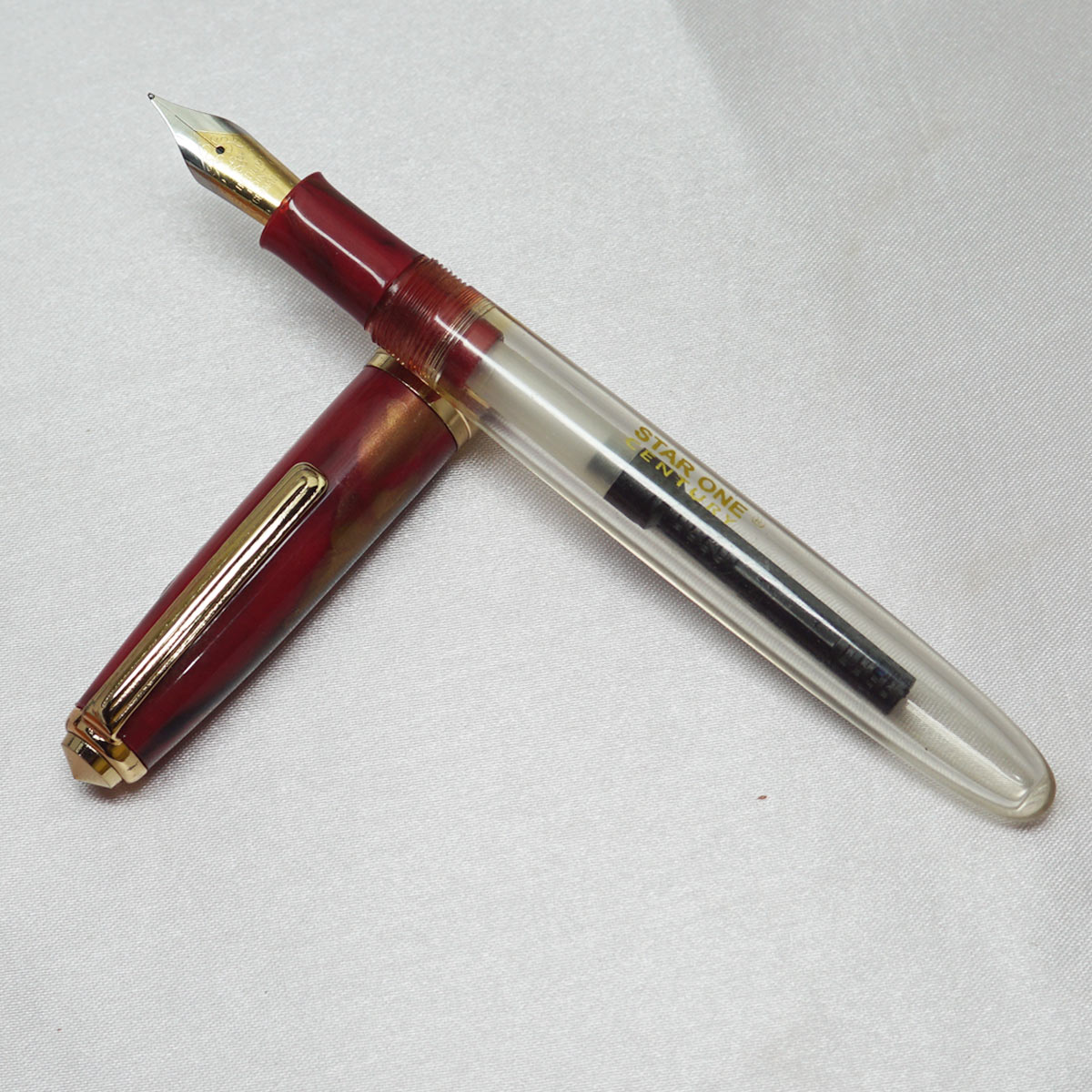 Starone Century Fountain Pen - Red Cap Transparent Body - Two in One ...
