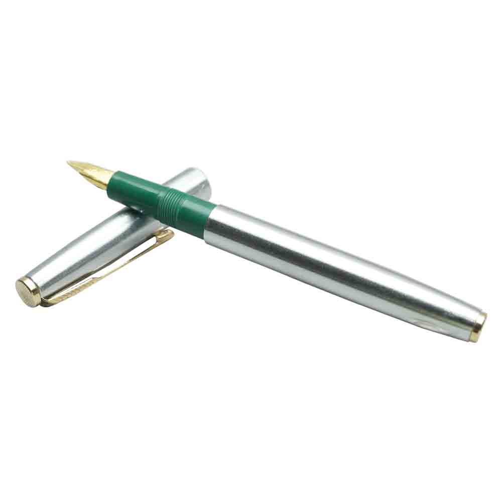 Gama No 17 - Full Silver Body Green Color Grip Cap Fountain Pen Model ...