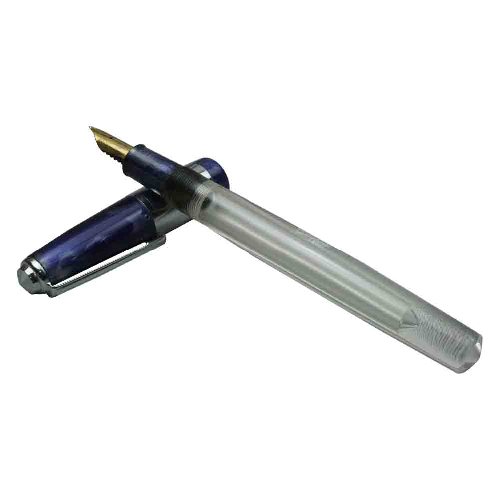 Airmail Wality 71JT Transparent Body Blue Marble Color Cap Fountain Pen ...