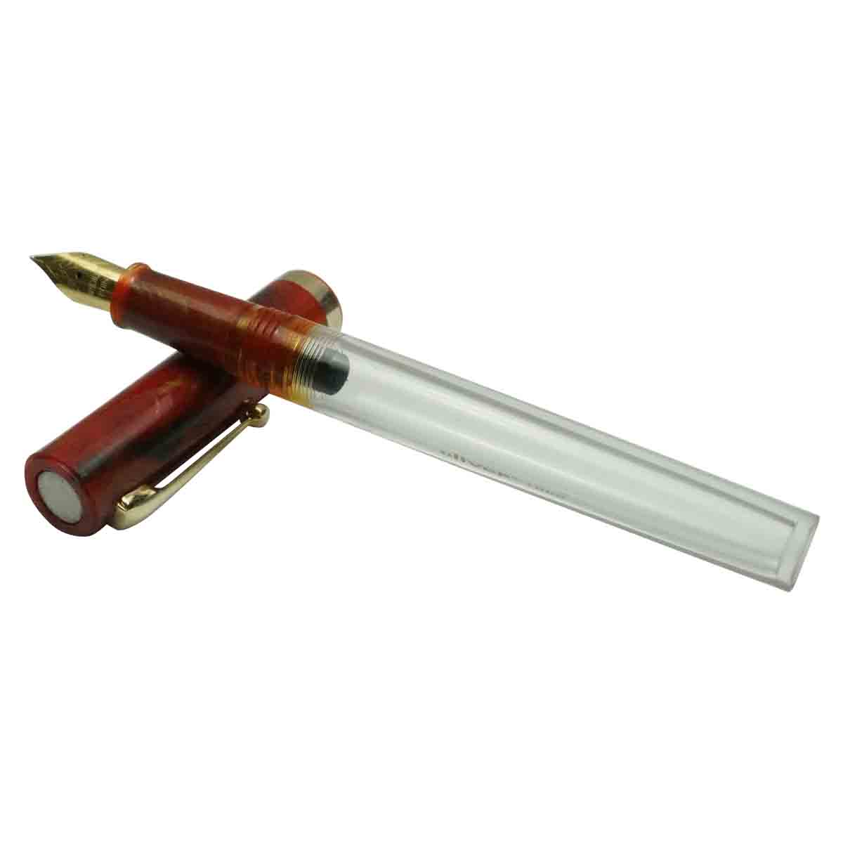 Oliver 1000 HTR Transparent Body Red Marble Finish Cap Fountain Pen ...