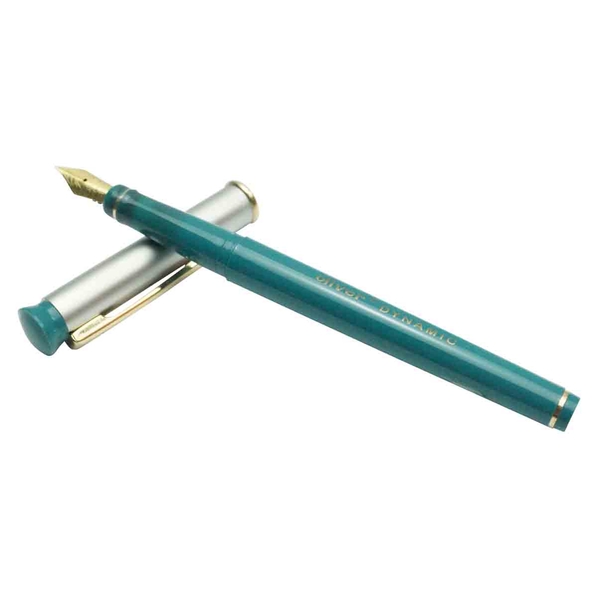 Oliver Dynamic Gold Cap Turquoise Blue Color Body Fountain Pen Model 18761