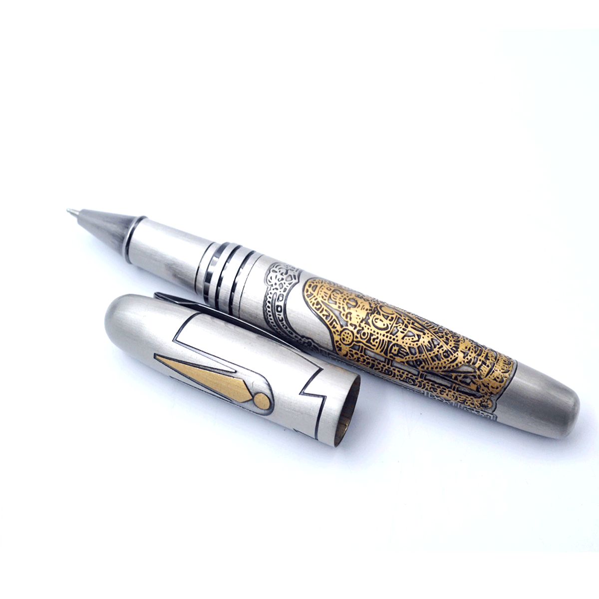 penhouse.in Balaji Silver Grey Color Roller Ball pens cap type SKU 19163