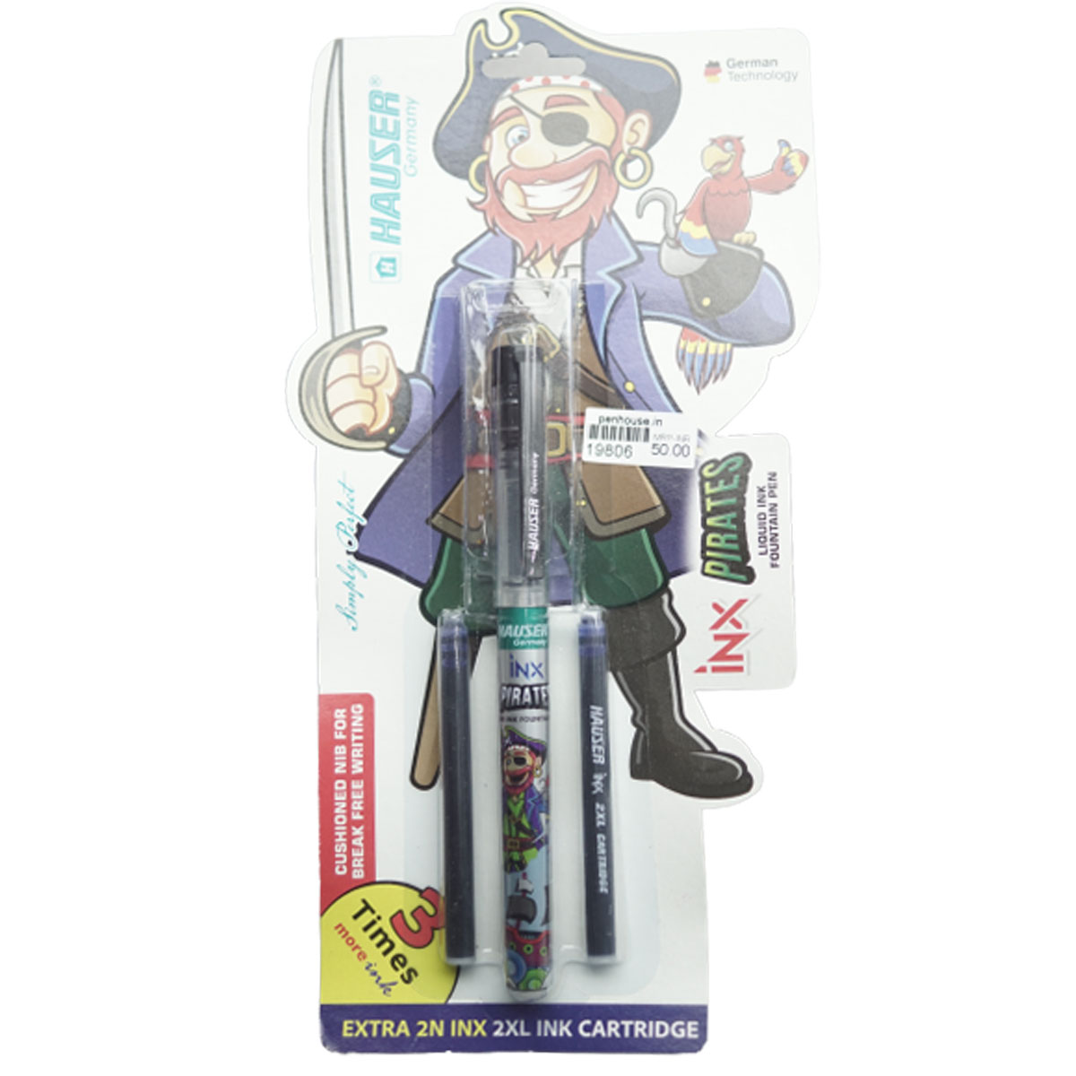 Hauser INX Pirates Black Color Clip With Pirates Printed Body Fine Nib ...