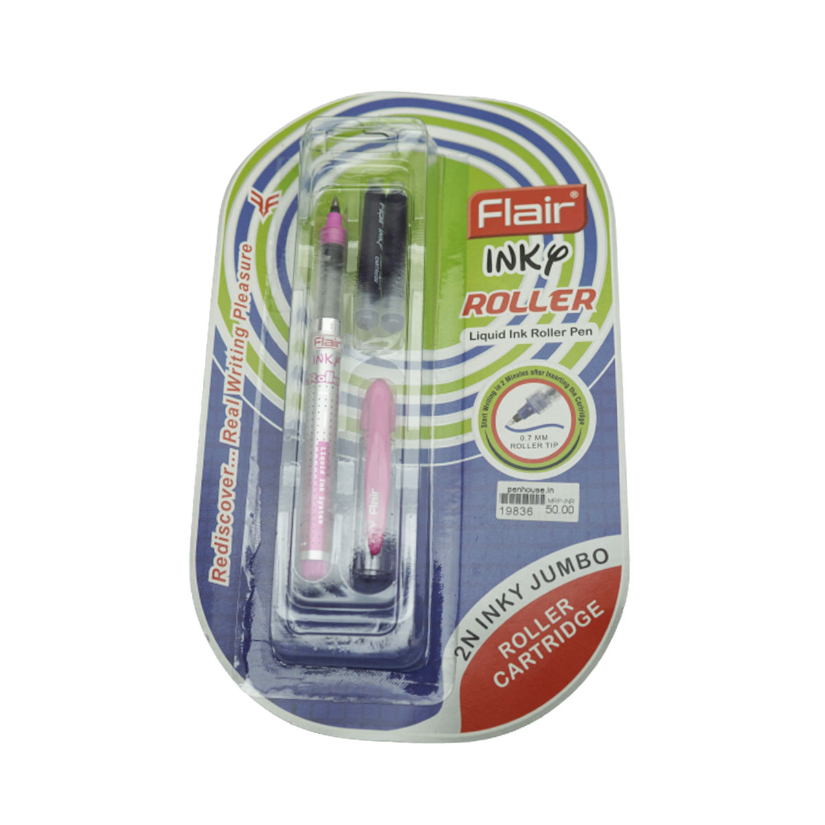 Flair Inky Roller Pink Color Body With Roller Medium Tip Catridge ...