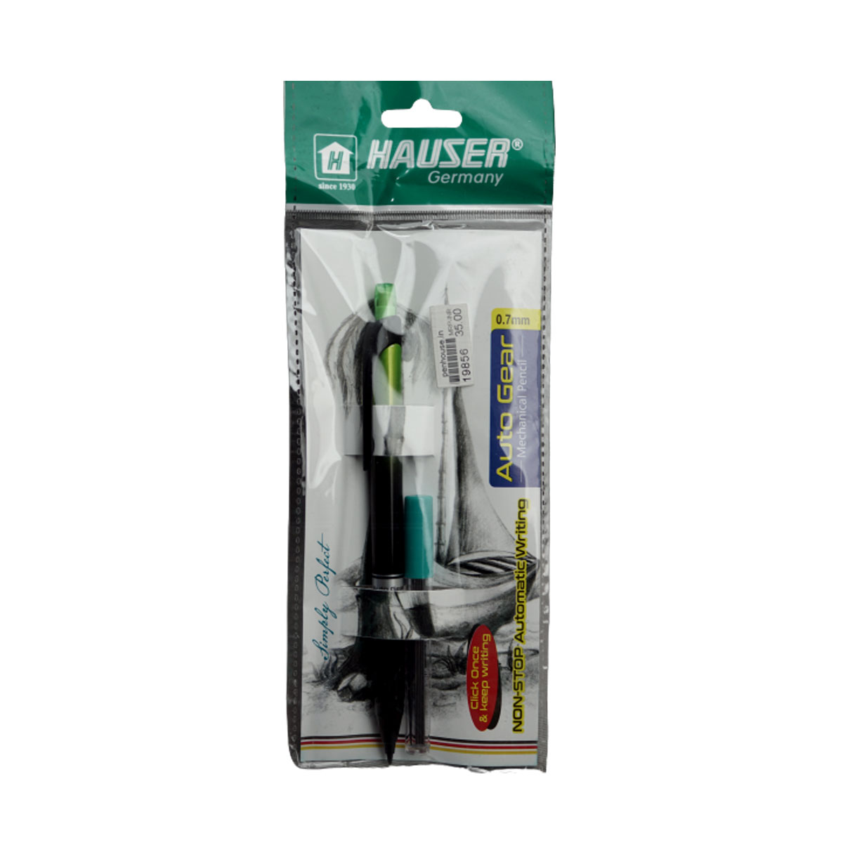 Hauser Green Color 0.7mm Auto Gear Click Type Mechanical Pencil SKU 19856