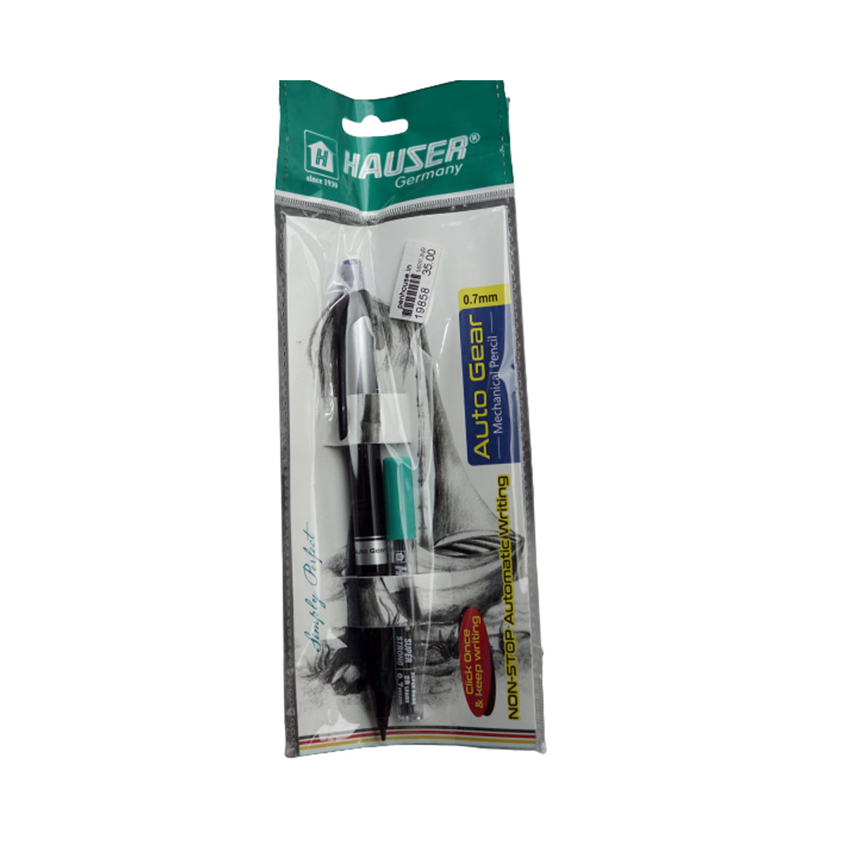 Hauser Black Color 0.7mm Auto Gear Click Type Mechanical Pencil SKU 19858