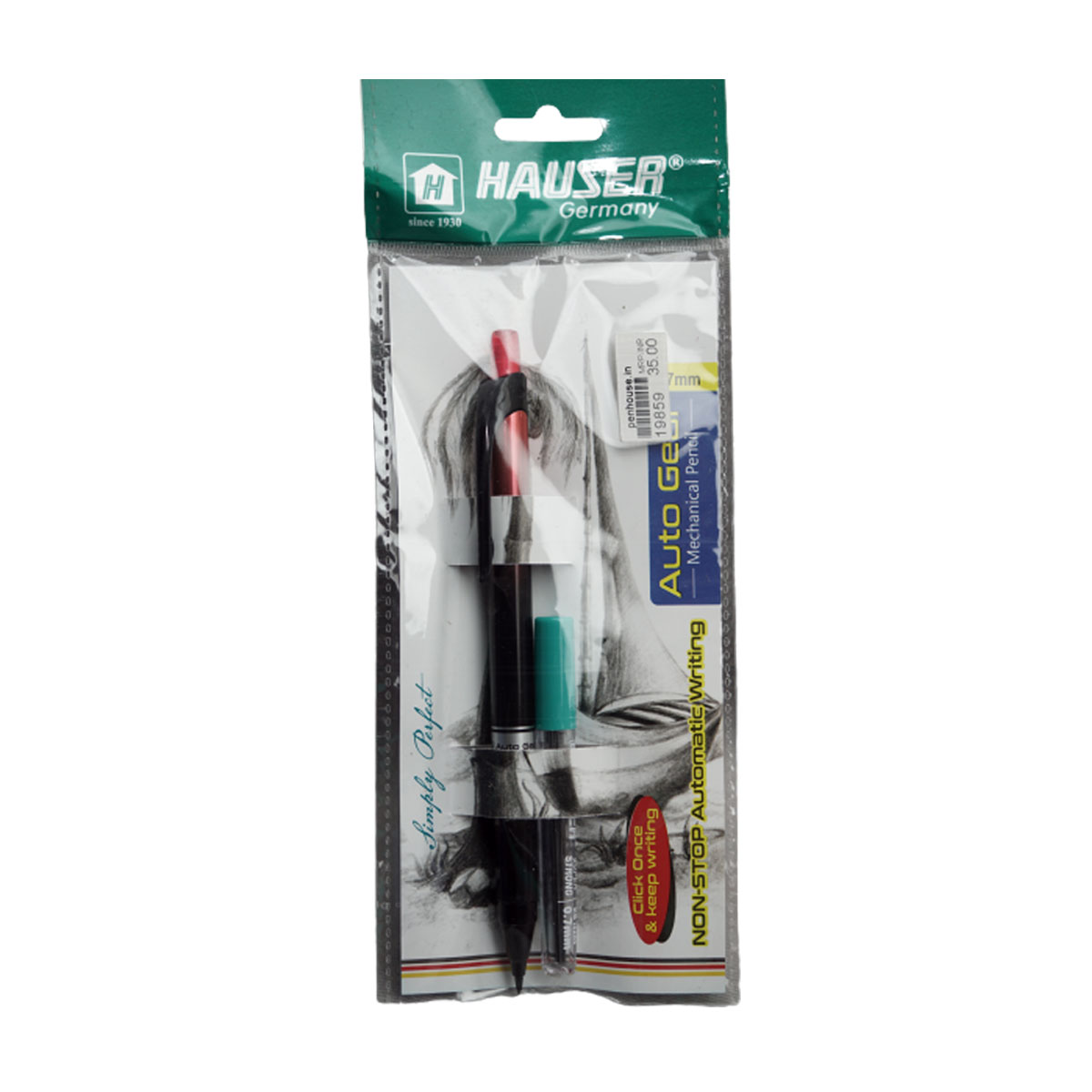 Hauser Red Color 0.7mm Auto Gear Click Type Mechanical Pencil SKU 19859