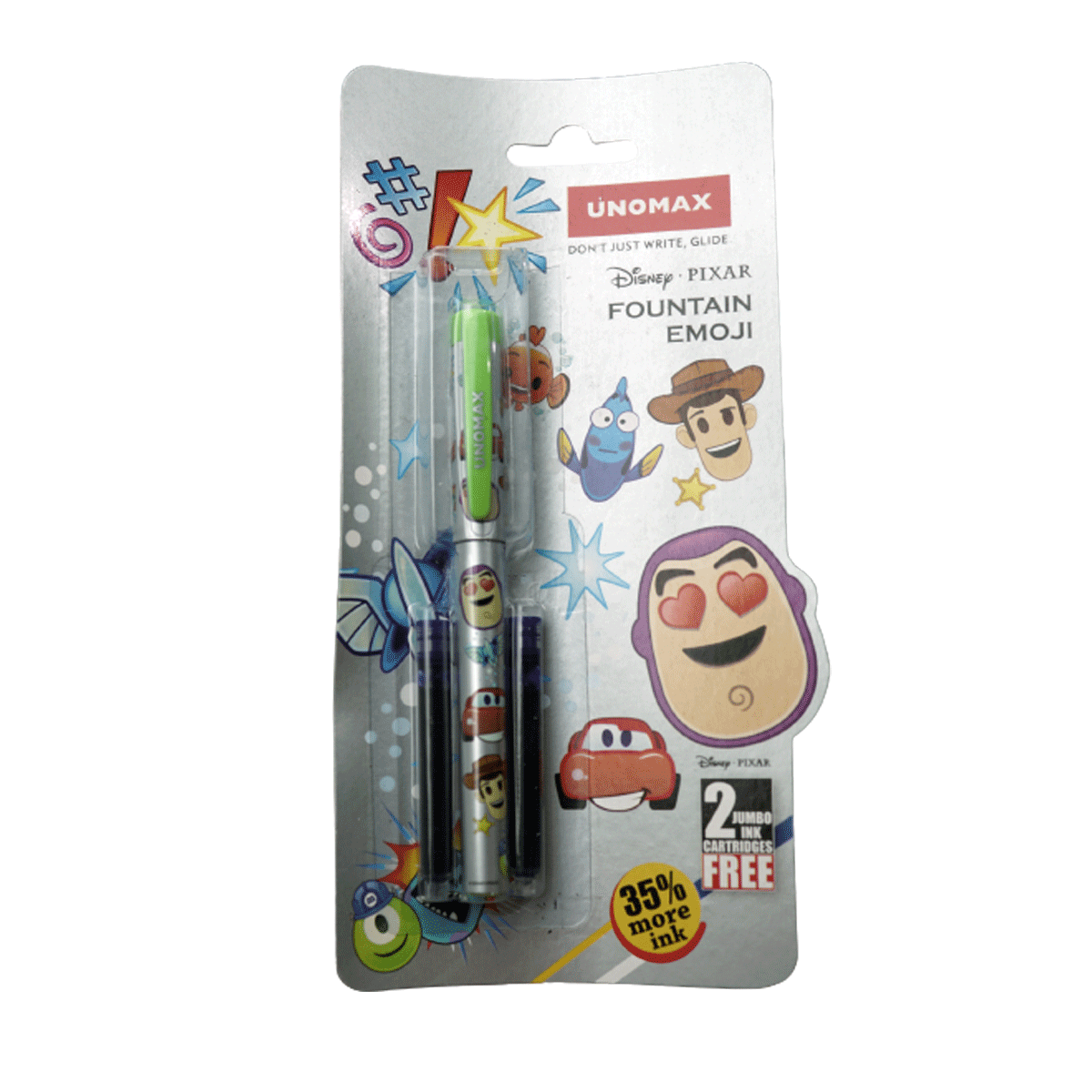 Unomax Disney Emoji Green Color Multi Cartoon Designed Body Fine Nib ...