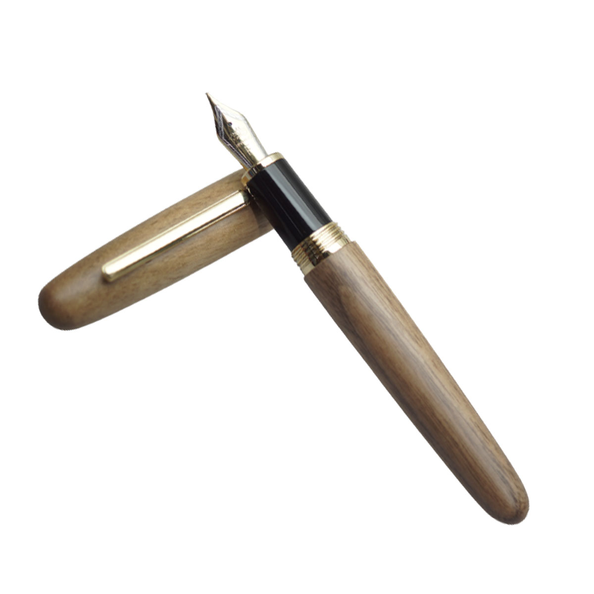 Jinhao 9056 Light Brown Color Wooden Body With Gold Clip No.35 Fine Nib ...
