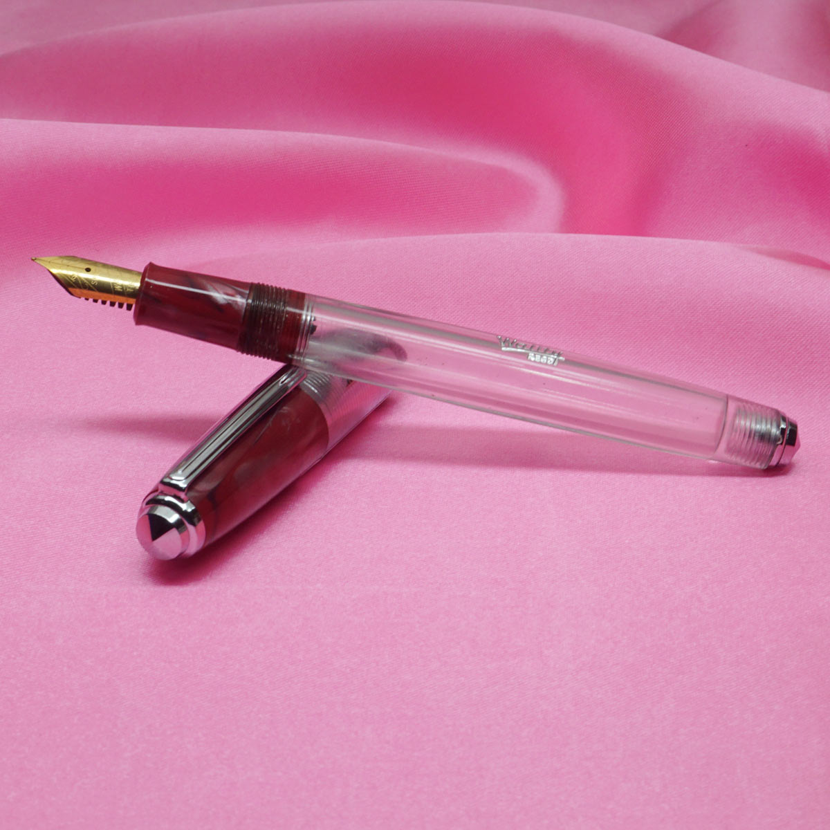 Airmail Wality 71JTM Red color Marble Finish Cap and Tramnsparent Body ...