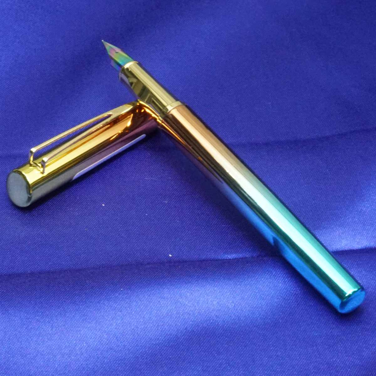Yiren PVD Coated Gold and Blue Body and Cap with Extra Fine Nib ...