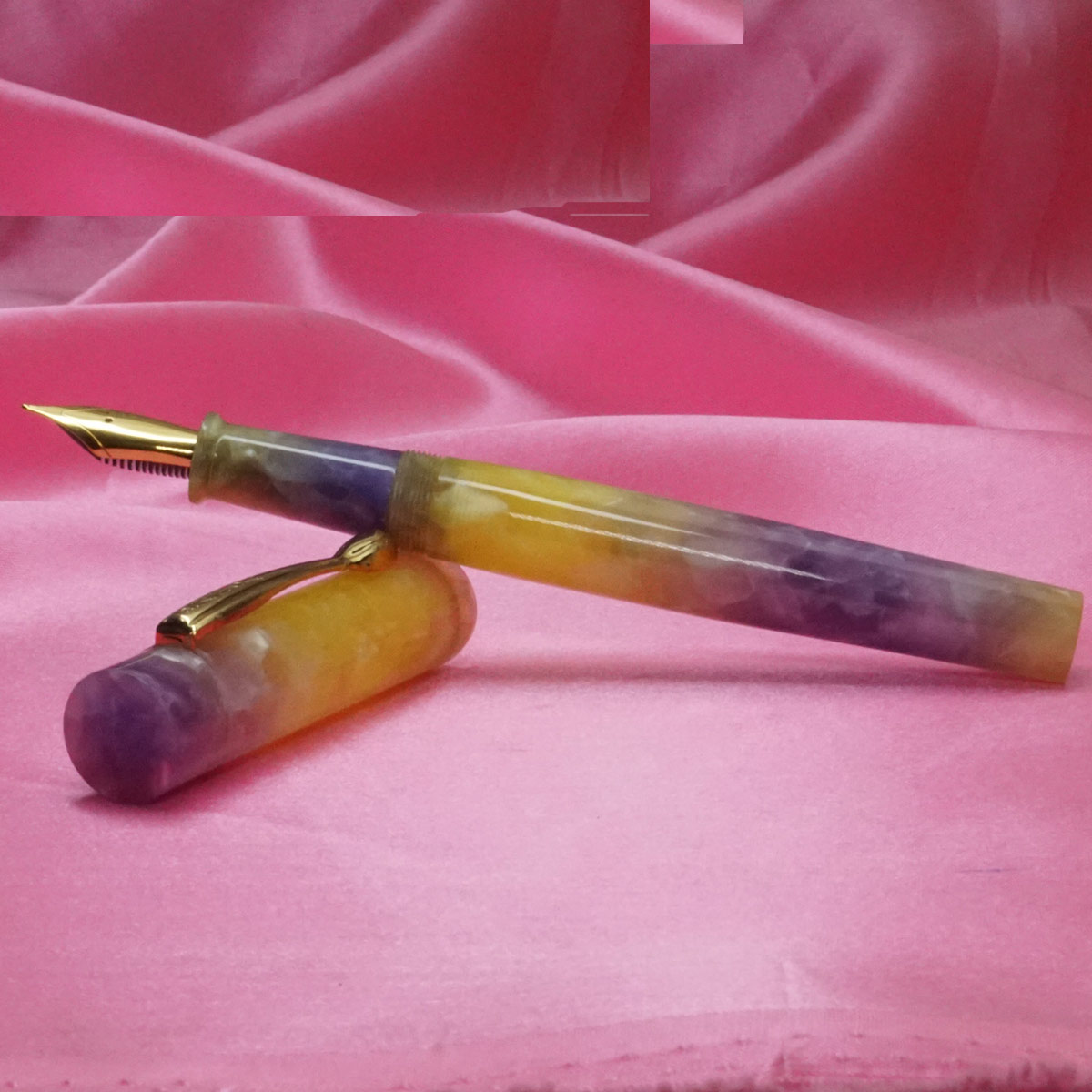Ranga Handmade Model 3 P31 Yellow With Violet Cracked Ice Designed Flat ...