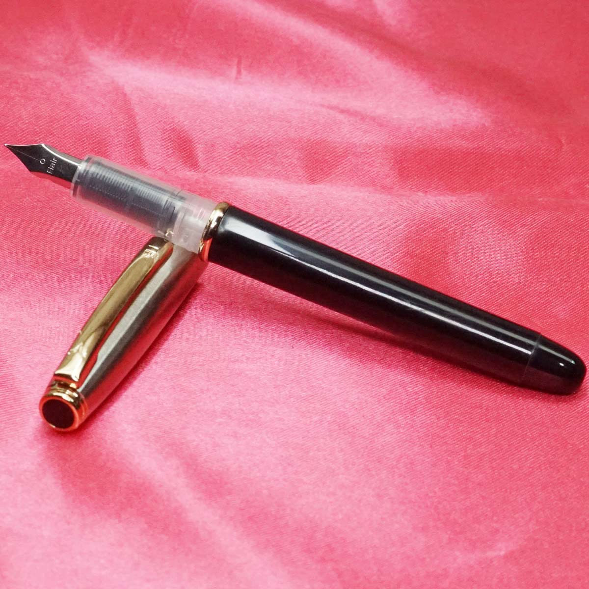 Flair Inky Metal GP Black Color Body With Fine Nib Silver Cap Converter ...