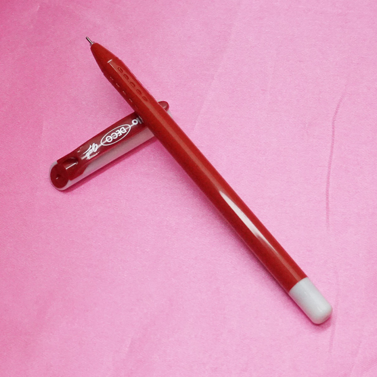 Cello Deco Gel Red Color Body With Red Writing Fine Tip White Cap Gel ...