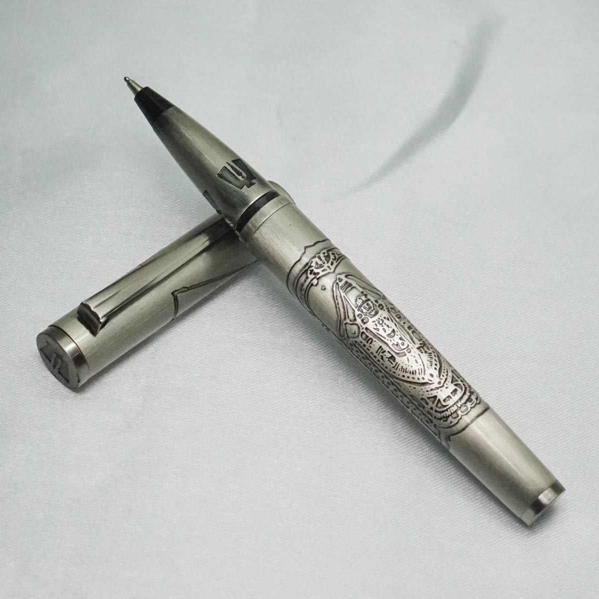 penhouse.in Gunmetal Finish Balaji Engraved Roller Ball Pen SKU 21821