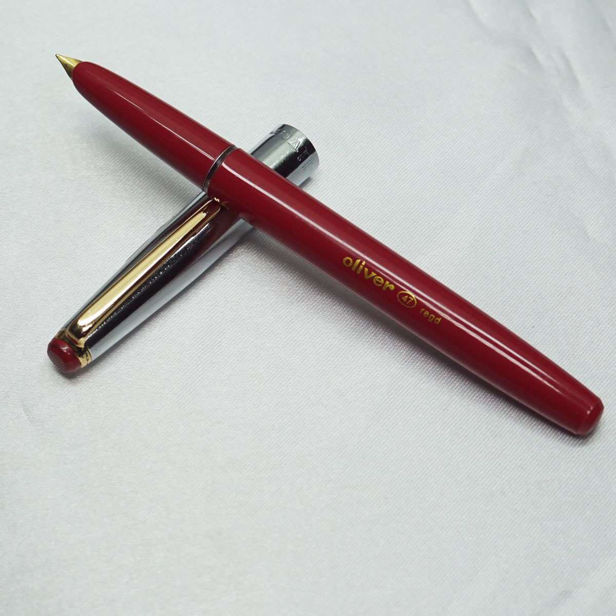 Oliver 47 Red Color Body With Gold Clip Fine Nib Eyedropper Type ...