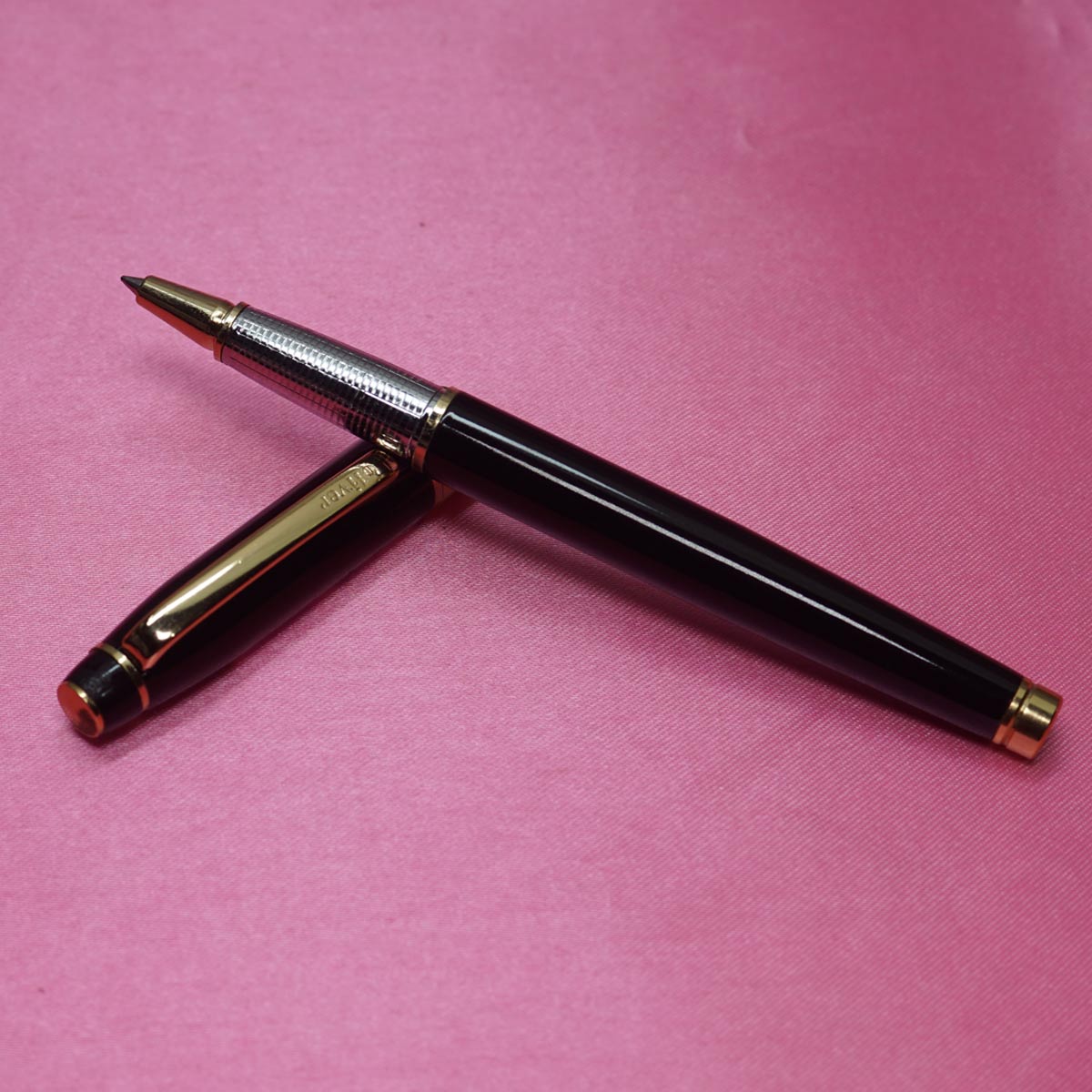 Oliver - Magnum Black Body and Cap Silver Trims Roller Ball Pen SKU 22181