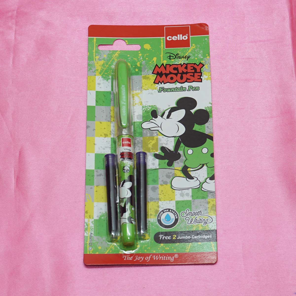 Cello Disnep Mickey Mouse Green Color Body and Cap Fine Nib Cartridge ...