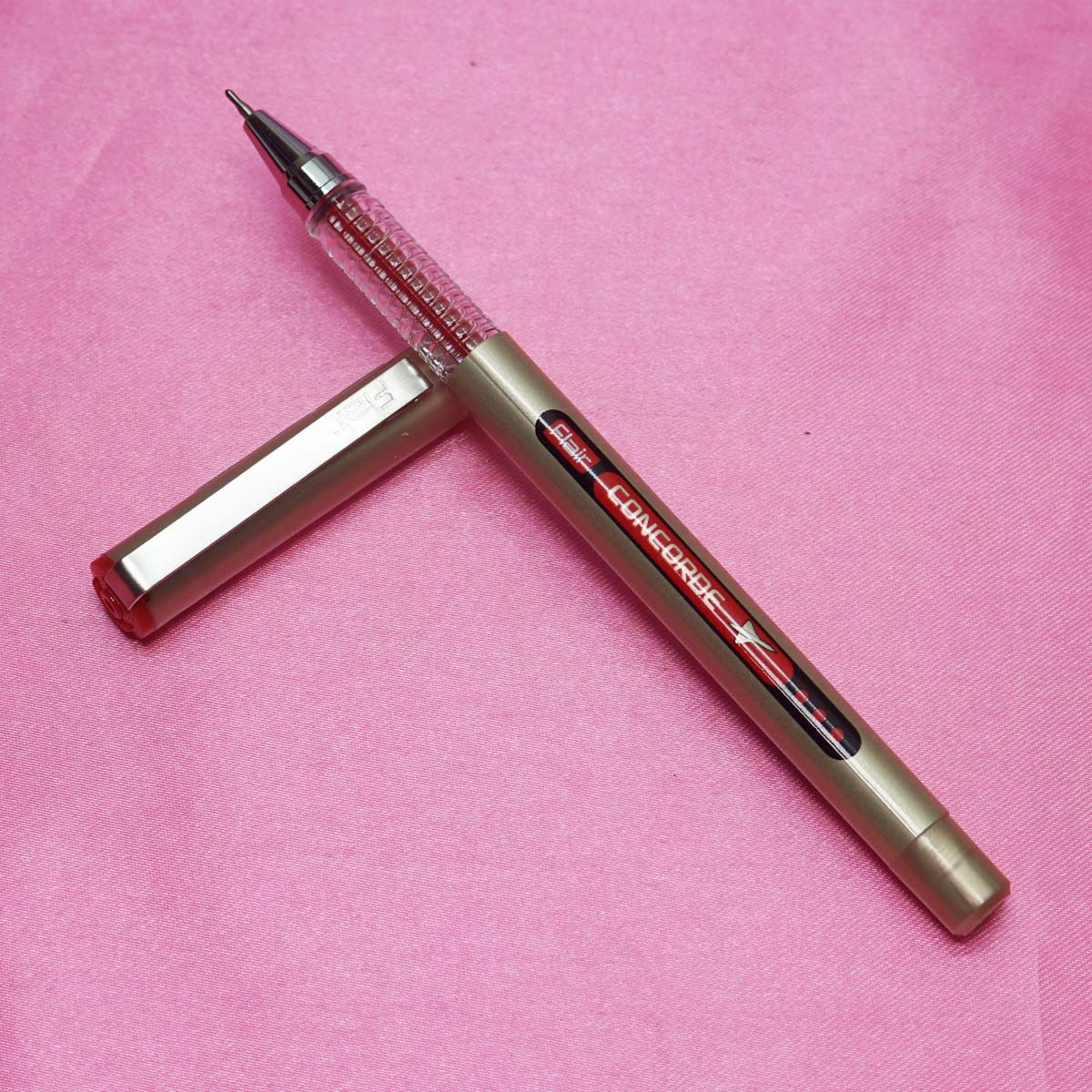 Flair CONCORDE Gold Color Body With Silver Clip Fine Tip Red Writing ...