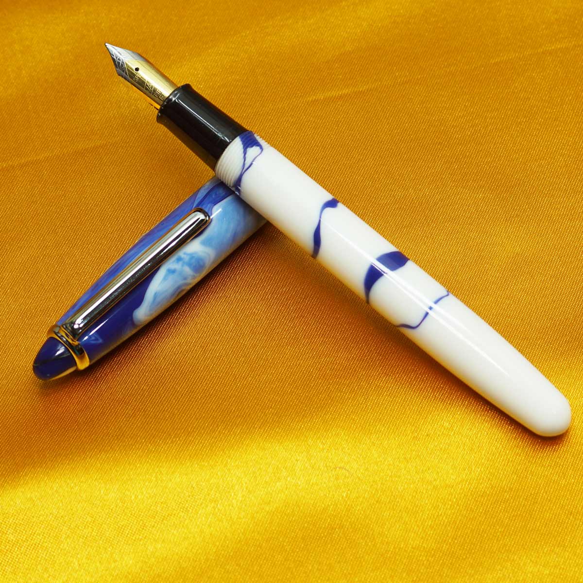 Wality 69A Blue With White Color Acrylic Body With Silver Clip Fine Nib ...