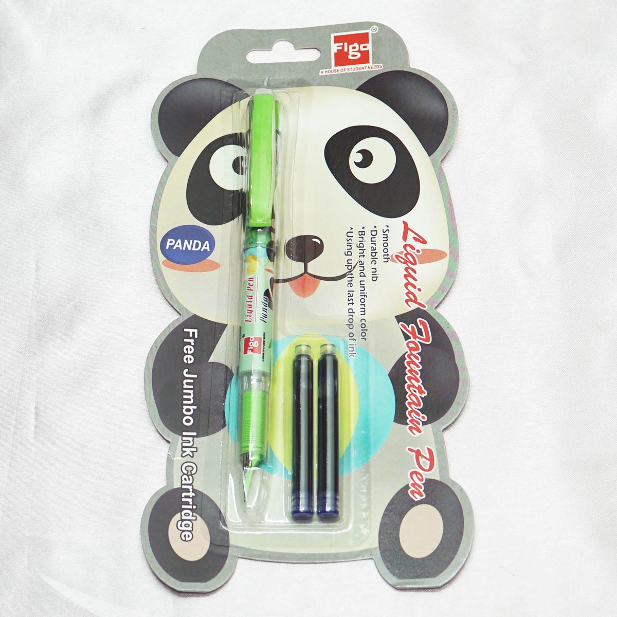 Figo Panda Green Color Design Body With Green Color Cap Fine Nib Cartridge Type Fountain Pen SKU ...