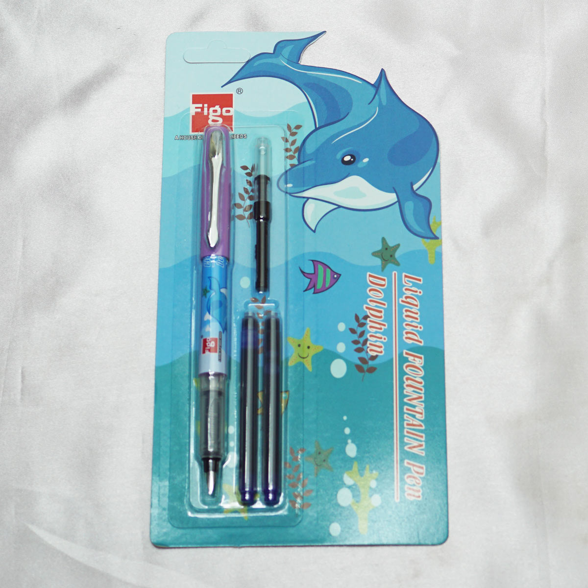 Figo Dolphin Blue Color Design Body With Violet Cap Fine Nib Cartridge ...