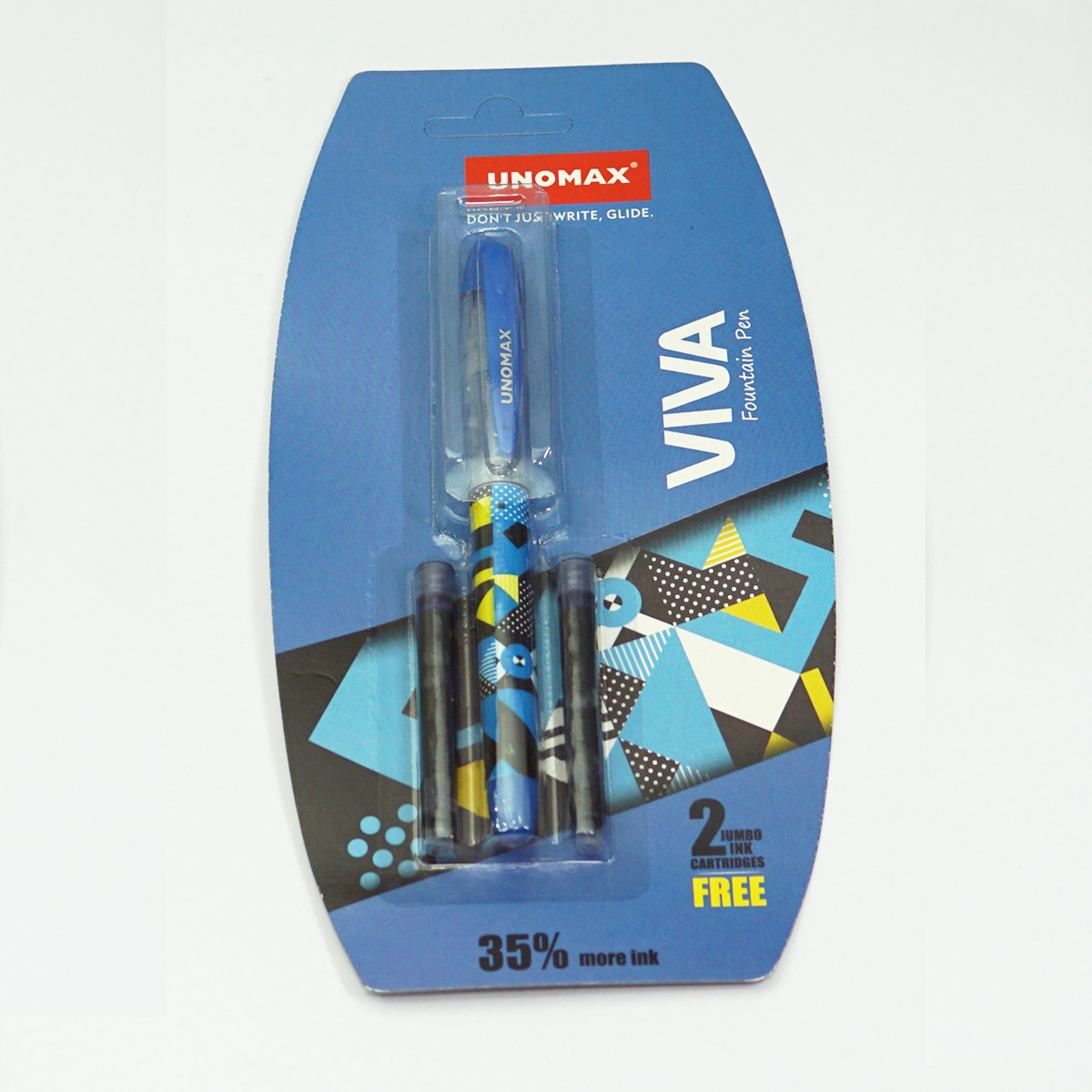 Unomax Viva Blue Color Pattern Designed Body With Fine Nib With 2 Jumbo ...