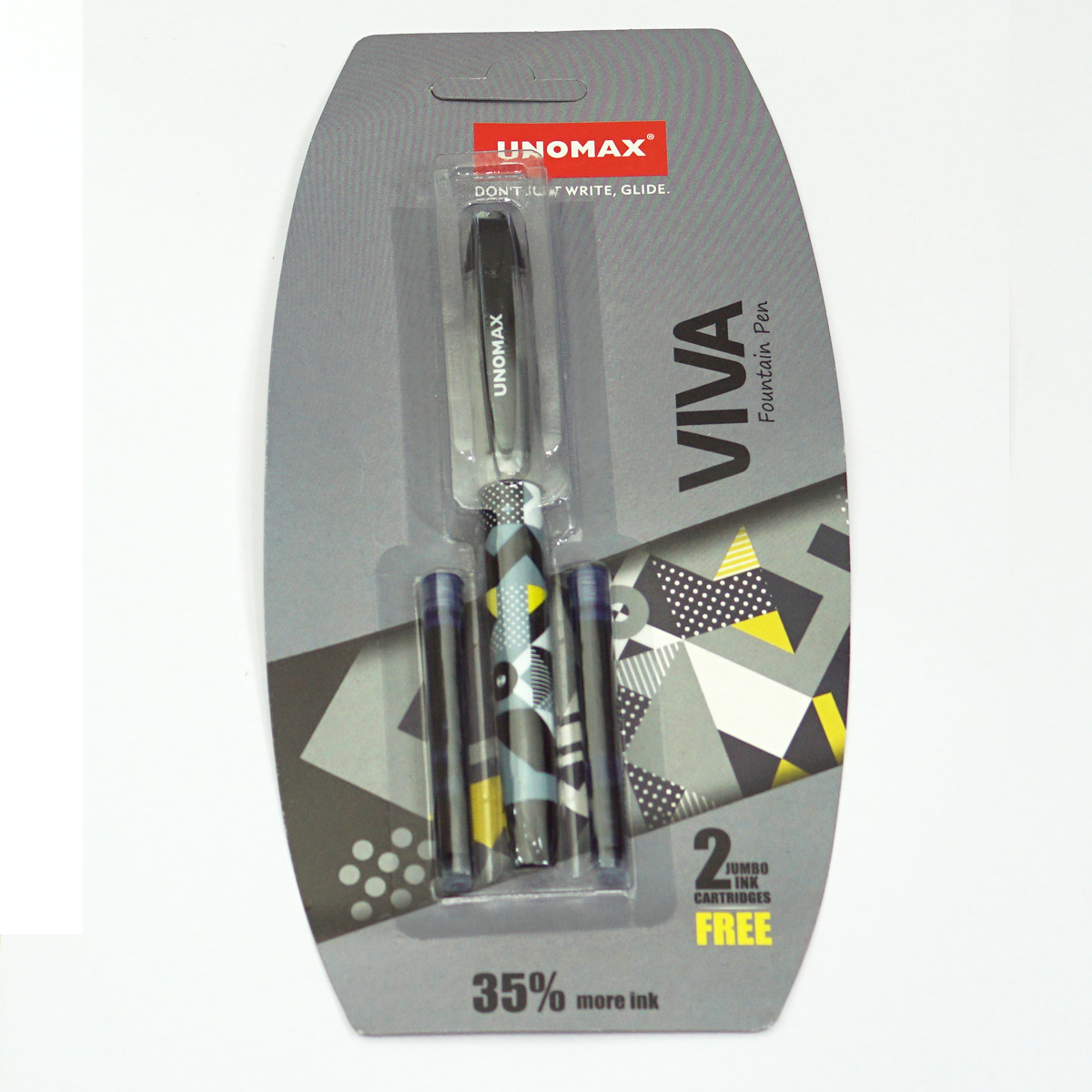 Unomax Viva Black Color Pattern Designed Body With Fine Nib With 2 ...