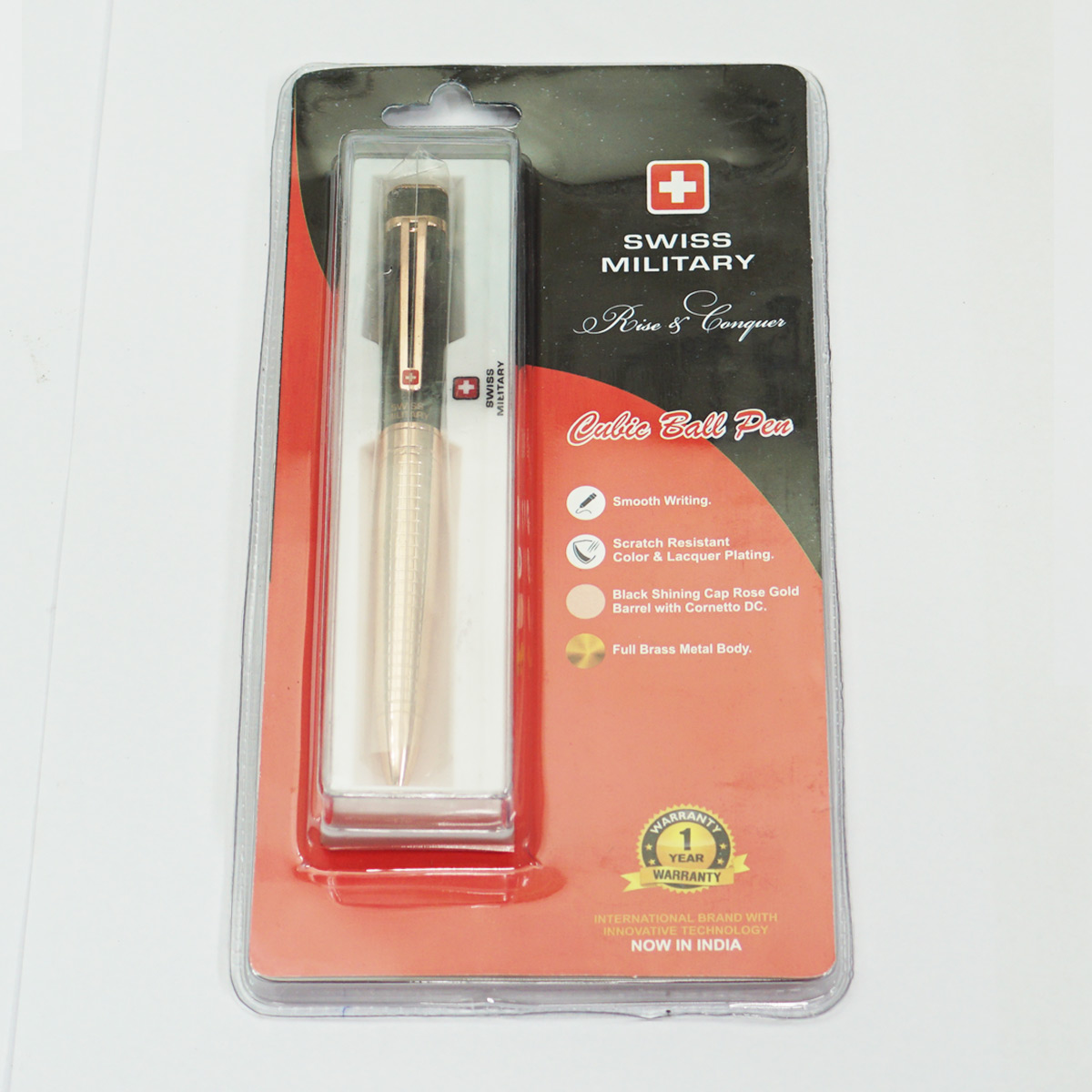 Swiss Military SM-005 Cubic Lacquer Plating Black Shining Cap Rose Gold ...