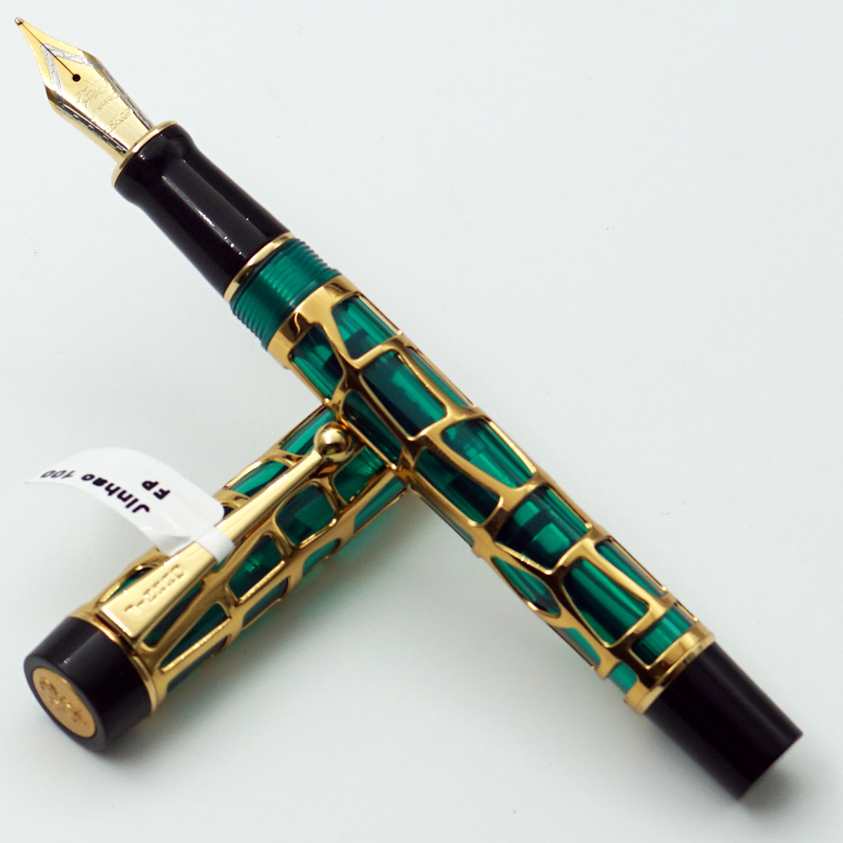 Jinhao 100 Green With Golden Color Resin Grid Design Body with Golden ...