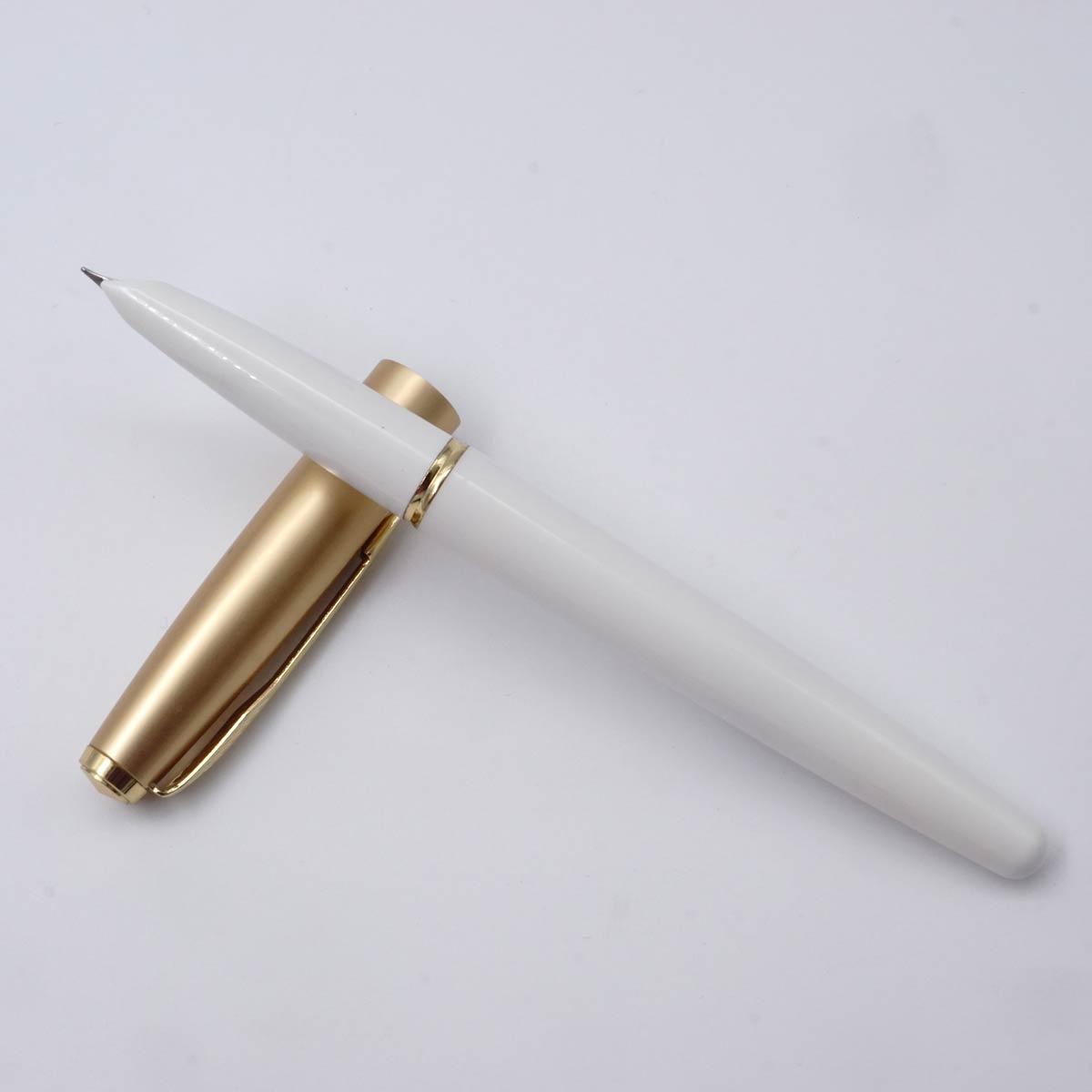 Luoshi 006 White Color Body Gold Cap And Clip Converter Type Fountain ...