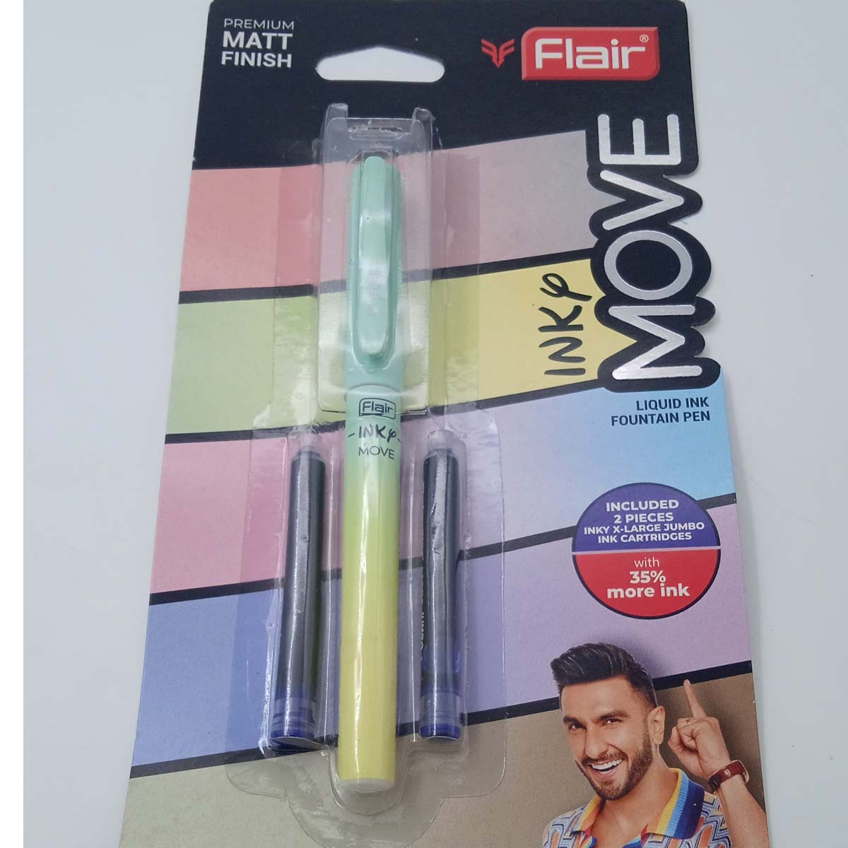 Flair Move Green With Yellow Color With Fine Nib Fountain Pen With Two ...