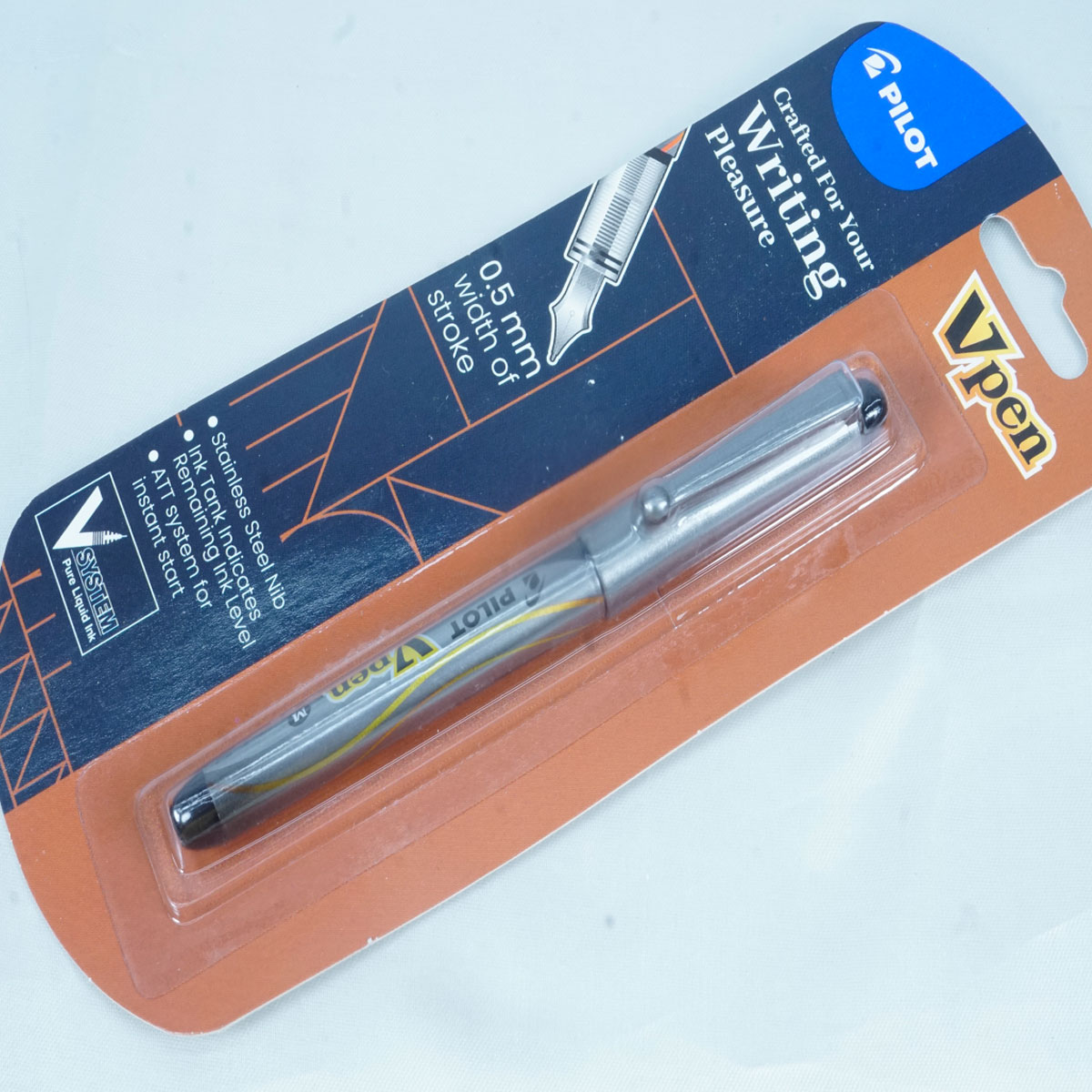 Pilot V Pen Grey color Body 0.5 mm Pure Liquid Ink Black Ink Fountain ...