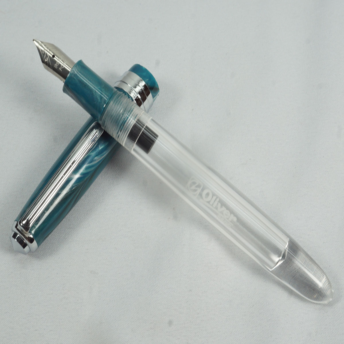 Oliver Acrylic Turquoise Blue Color Cap With Silver Clip And Nib Eye ...