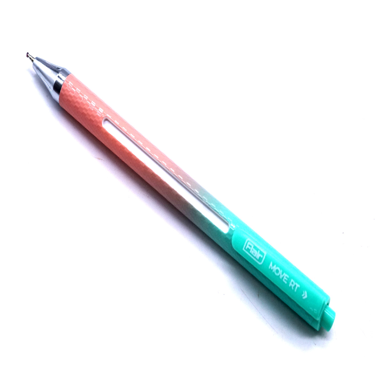 Flair Move RT Green With Pink Color Body With Blue Writing Retractable ...