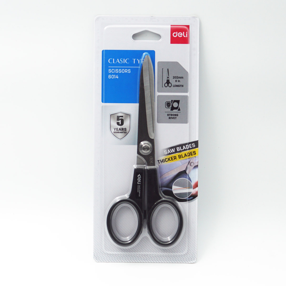 Deli 6014 202mm Clasic Types strong Rivet Black Color Scissors SKU 96657