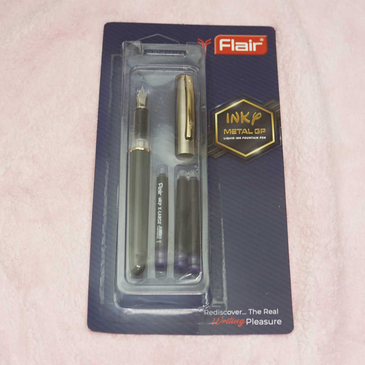 Flair Inky Metal GP Grey Color Body With Silver Cap Fine Nib With 3 ...