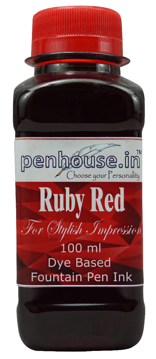 Penhouse Model No: 70050 - Ruby Red - Dye Based Fountain Pen Ink - 100 ml
